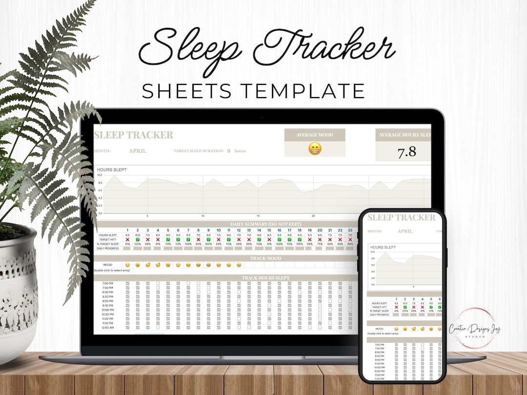 Sleep Tracker Sheets Template | Sleep Spreadsheets | Hours Tracker ...
