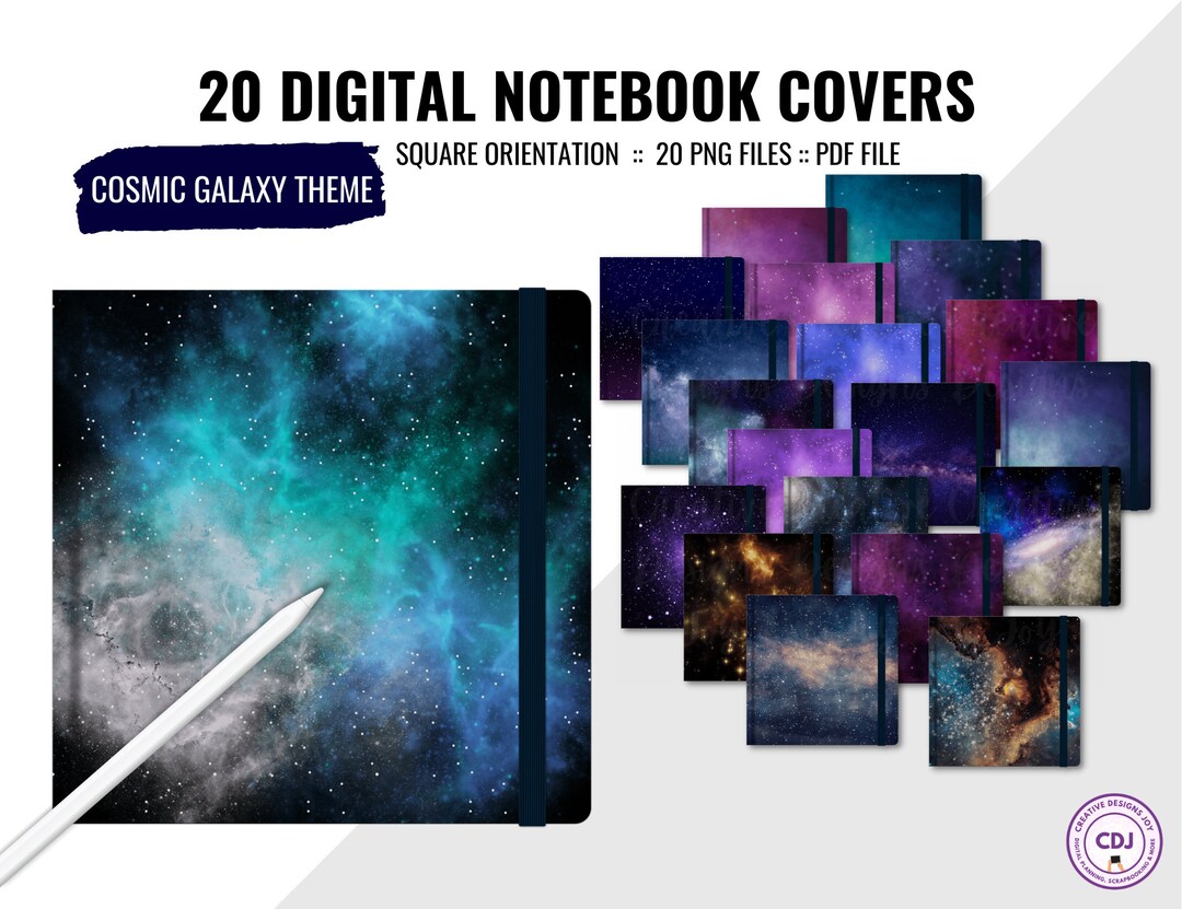Cosmic Galaxy Digital Notebook Covers: Square Planner Backgrounds (PDF ...