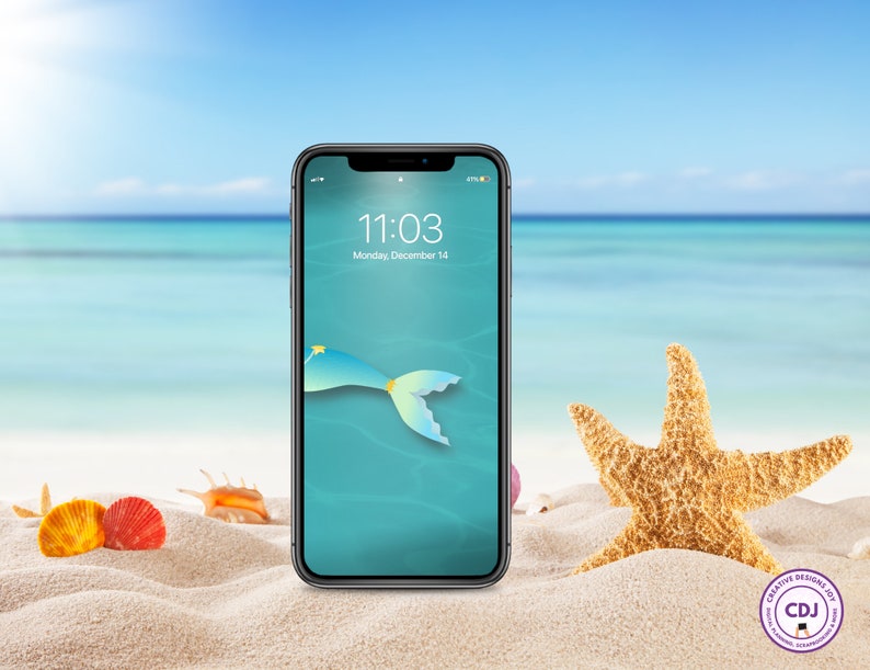 Mermaid Phone Wallpaper Mermaid Tail Blue Green Background - Etsy