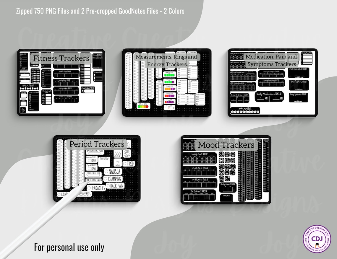 Widget Stickers Black White Digital Stickers for Digital Planners and ...