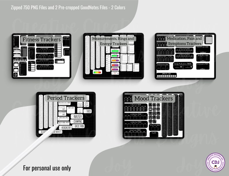 Widget Stickers Black White Digital Stickers for Digital Planners and ...