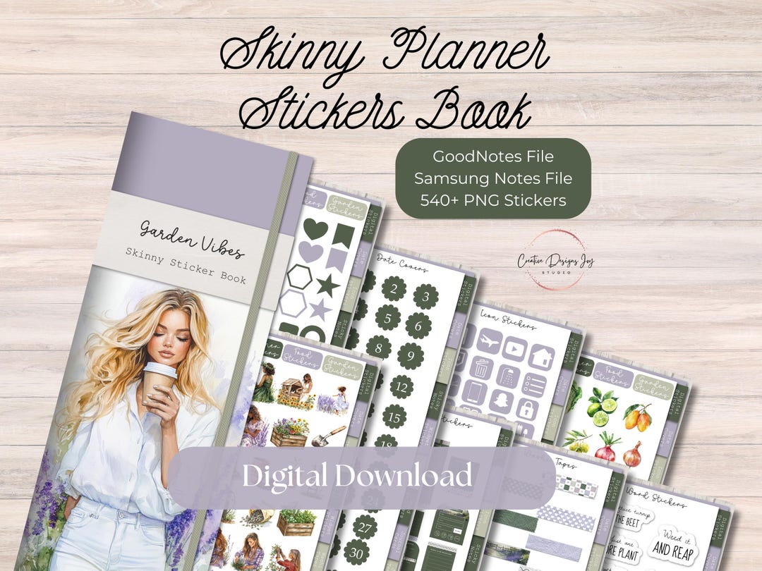 Garden Vibes Digital Planner Sidekick | Skinny Sticker Book | Widgets ...