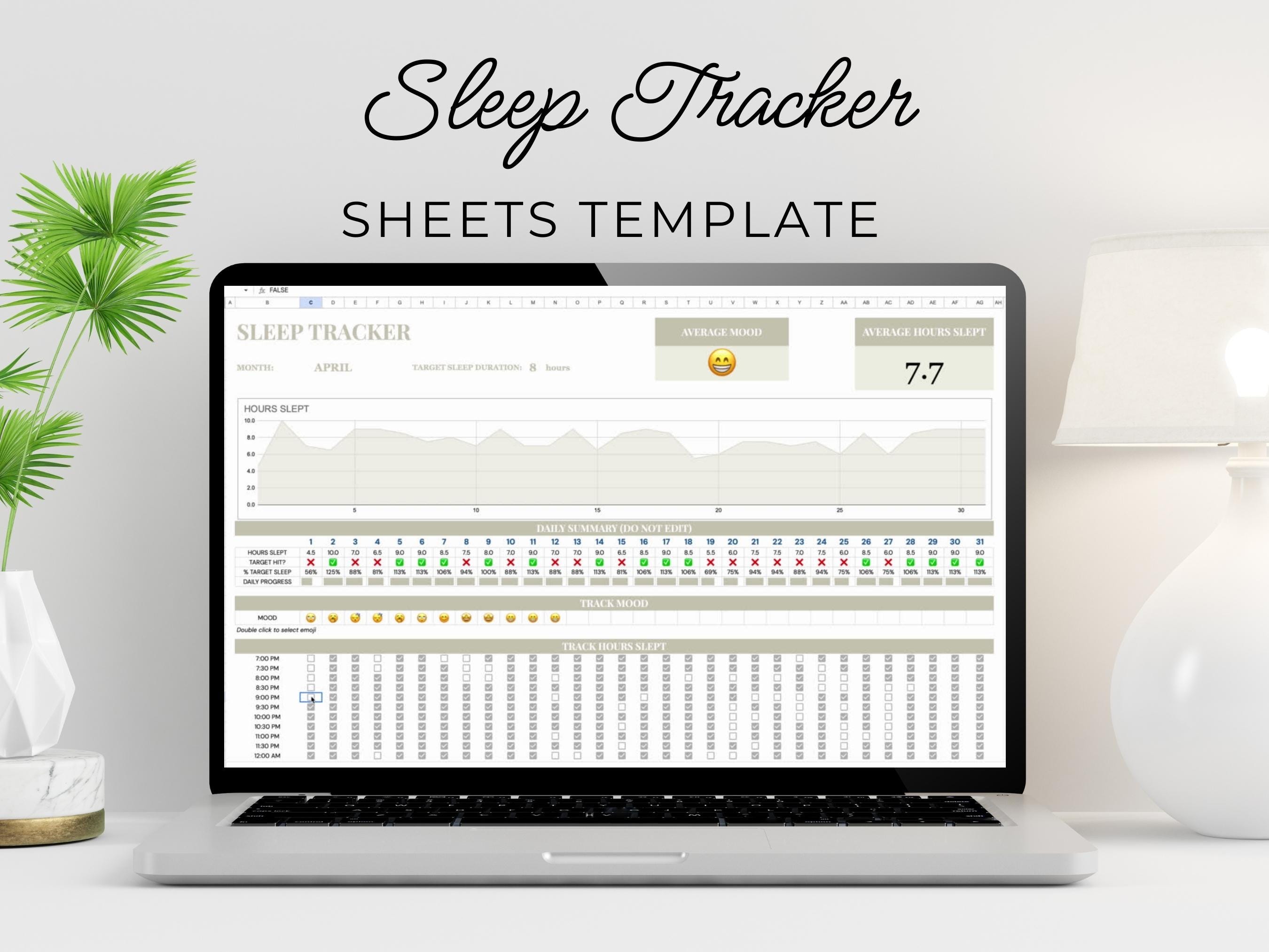 Sleep Tracker Sheets Template Sleep Spreadsheets Hours Tracker Daily ...