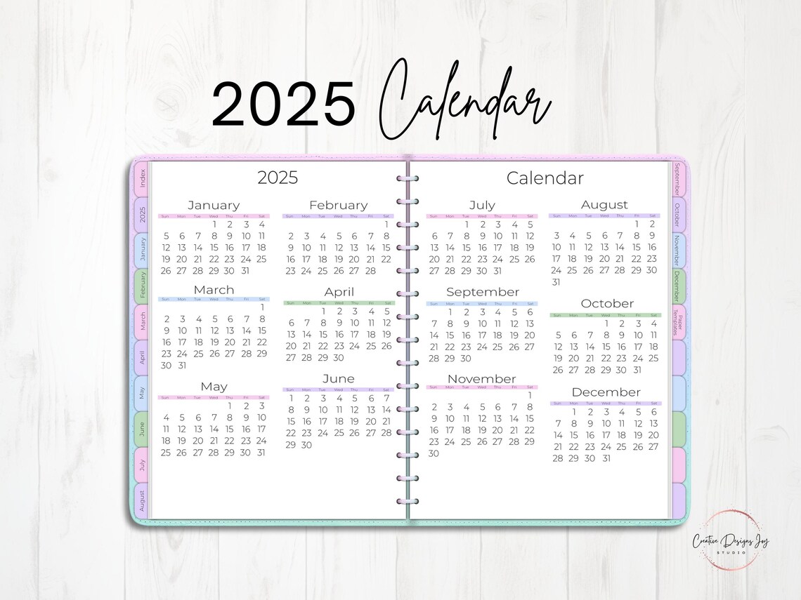 2025 Digital Planner, Landscape, Two Pages View, Monthly Weekly Planner ...