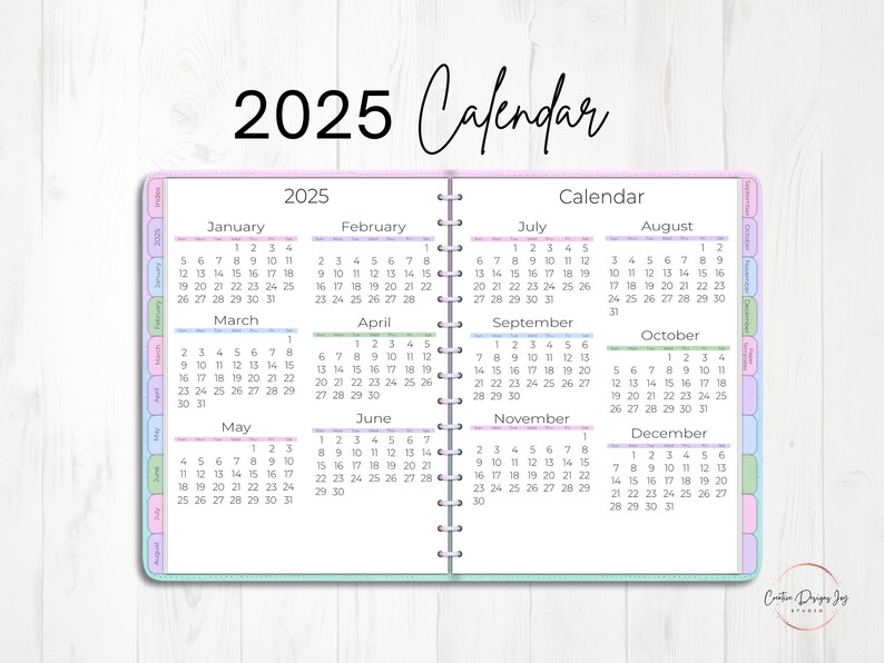 2025 Digital Planner, Landscape, Two Pages View, Monthly Weekly Planner ...
