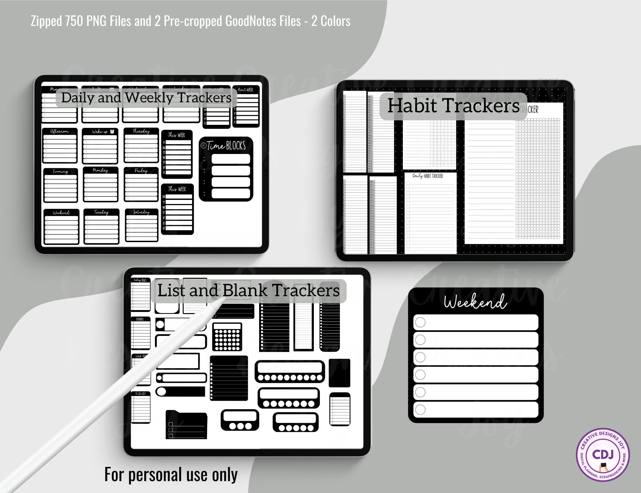 Widget Stickers Black White Digital Stickers for Digital Planners and ...