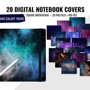 80 Galaxy Digital Notebook Covers: Cosmic Space Backgrounds (PNG, PDF ...