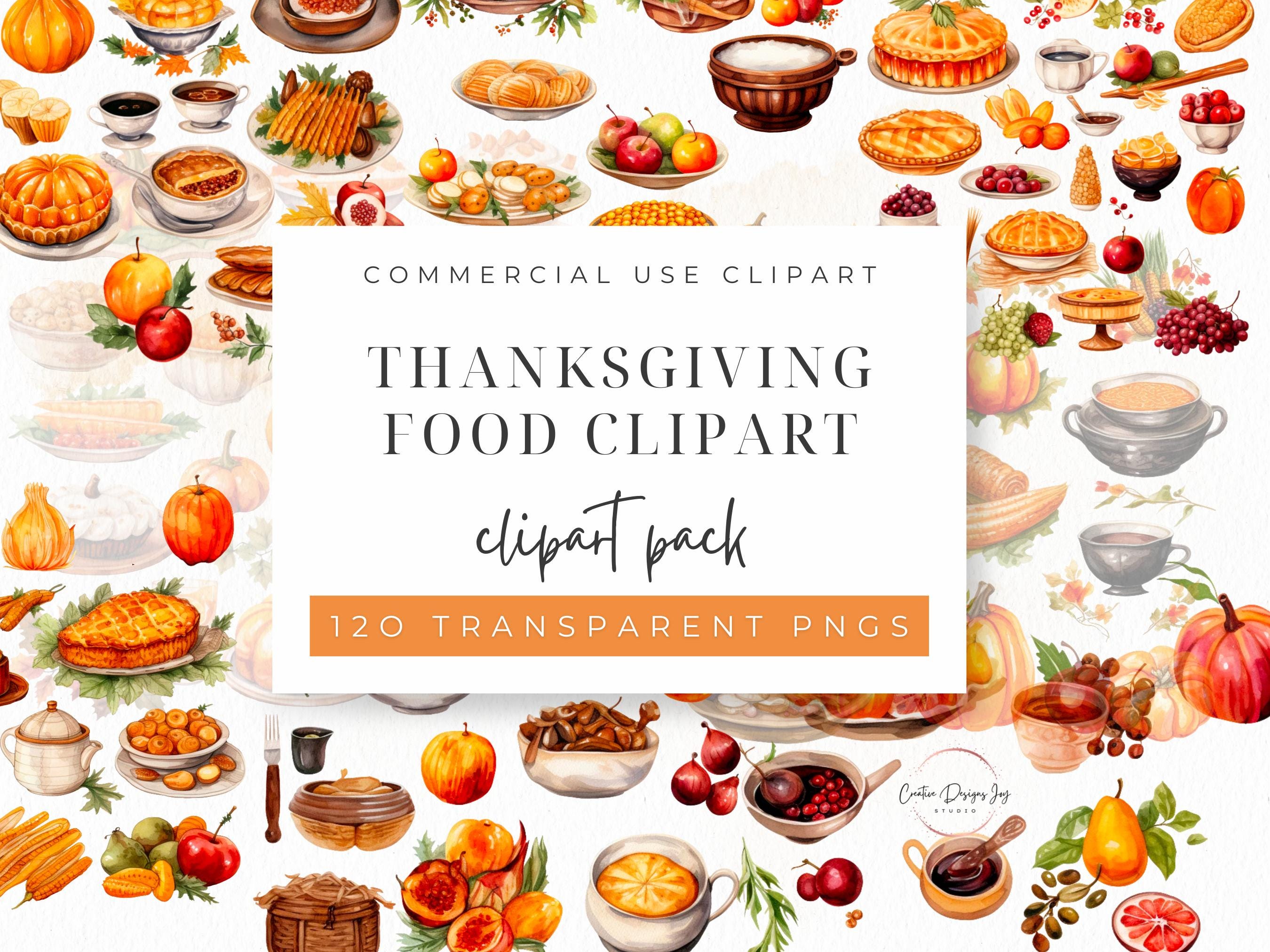 Thanksgiving Food Watercolor Clipart Bundle | Commercial Use ...