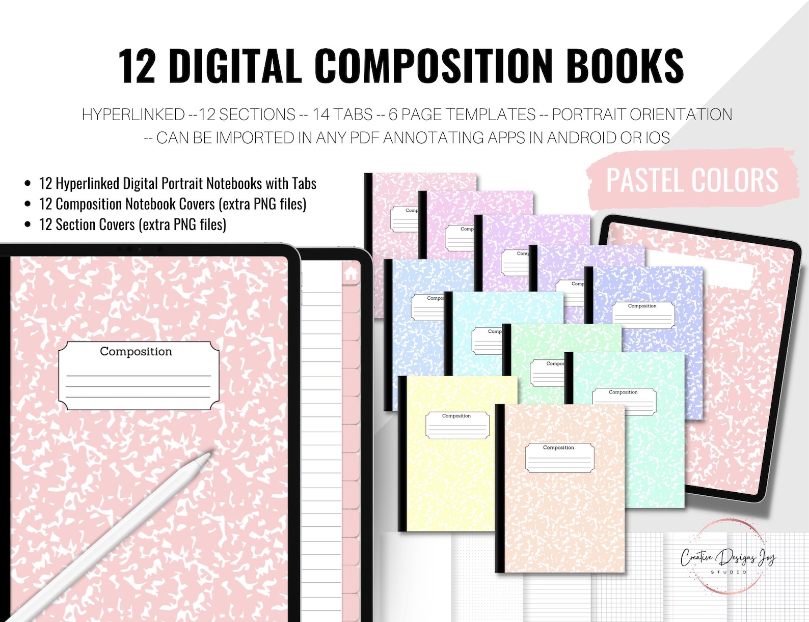 36 Digital Composition Notebooks Bundle: Hyperlinked Portrait (PDF) - Etsy