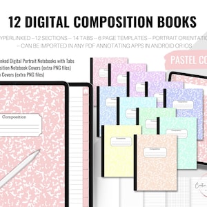 36 Digital Composition Notebooks Bundle: Hyperlinked Portrait (PDF) - Etsy