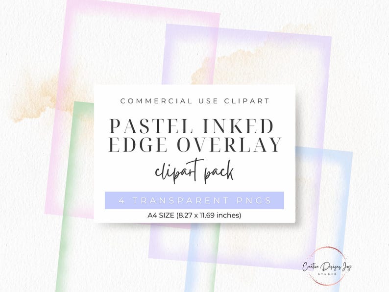 A4 Pastel Inked Edge Junk Journal Overlay, Four PNG Files - Etsy