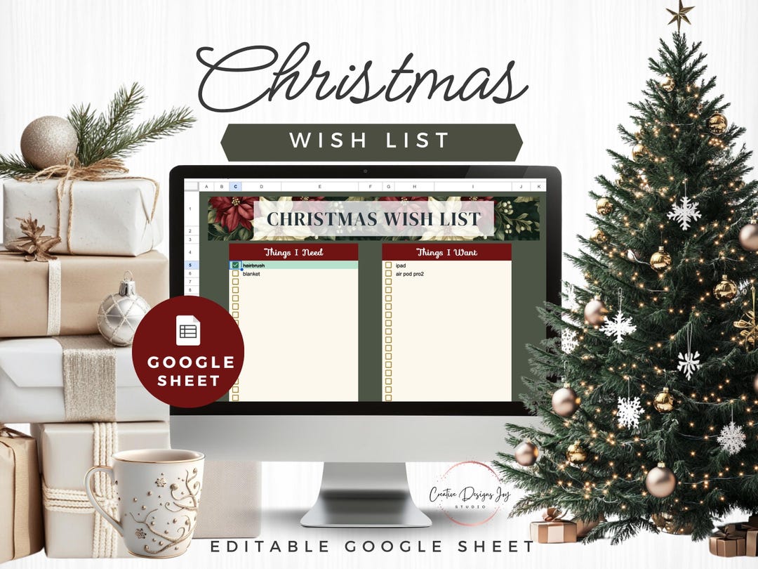 Christmas Wish List Google Sheet Template (digital Download) - Etsy