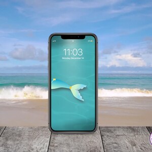 Mermaid Phone Wallpaper Mermaid Tail Blue Green Background - Etsy