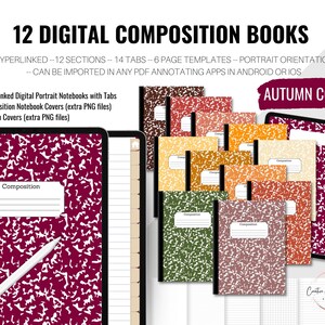 36 Digital Composition Notebooks Bundle: Hyperlinked Portrait (PDF) - Etsy