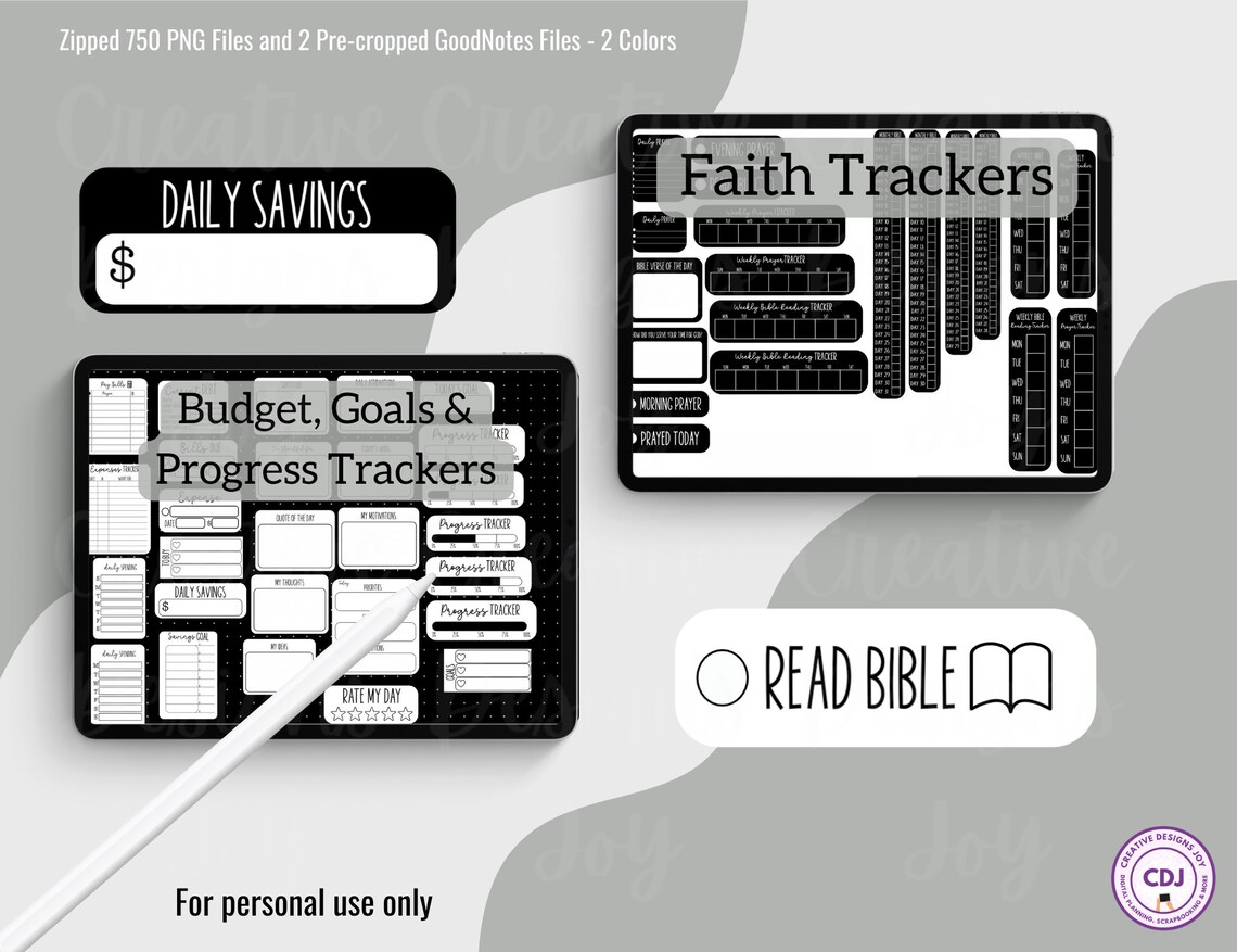 Widget Stickers Black White Digital Stickers for Digital - Etsy