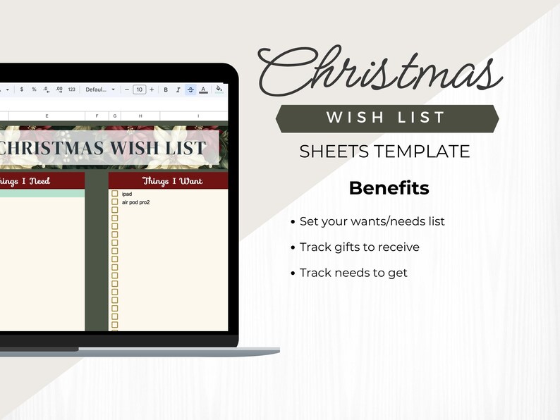 Christmas Wish List Google Sheet Template (digital Download) - Etsy
