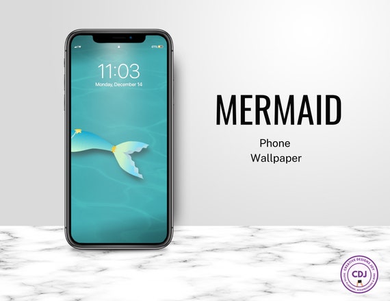 Mermaid Phone Wallpaper Mermaid Tail Blue Green Background - Etsy