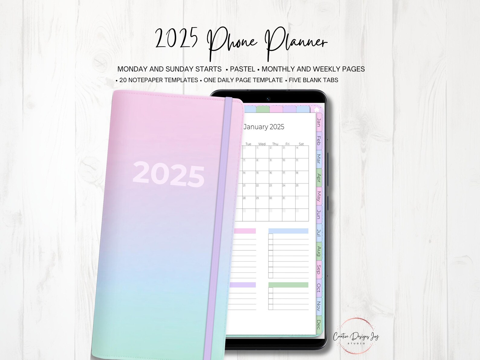 2025 Smartphone Planner, Monthly Weekly Planner, Phone Planner, Pastel ...