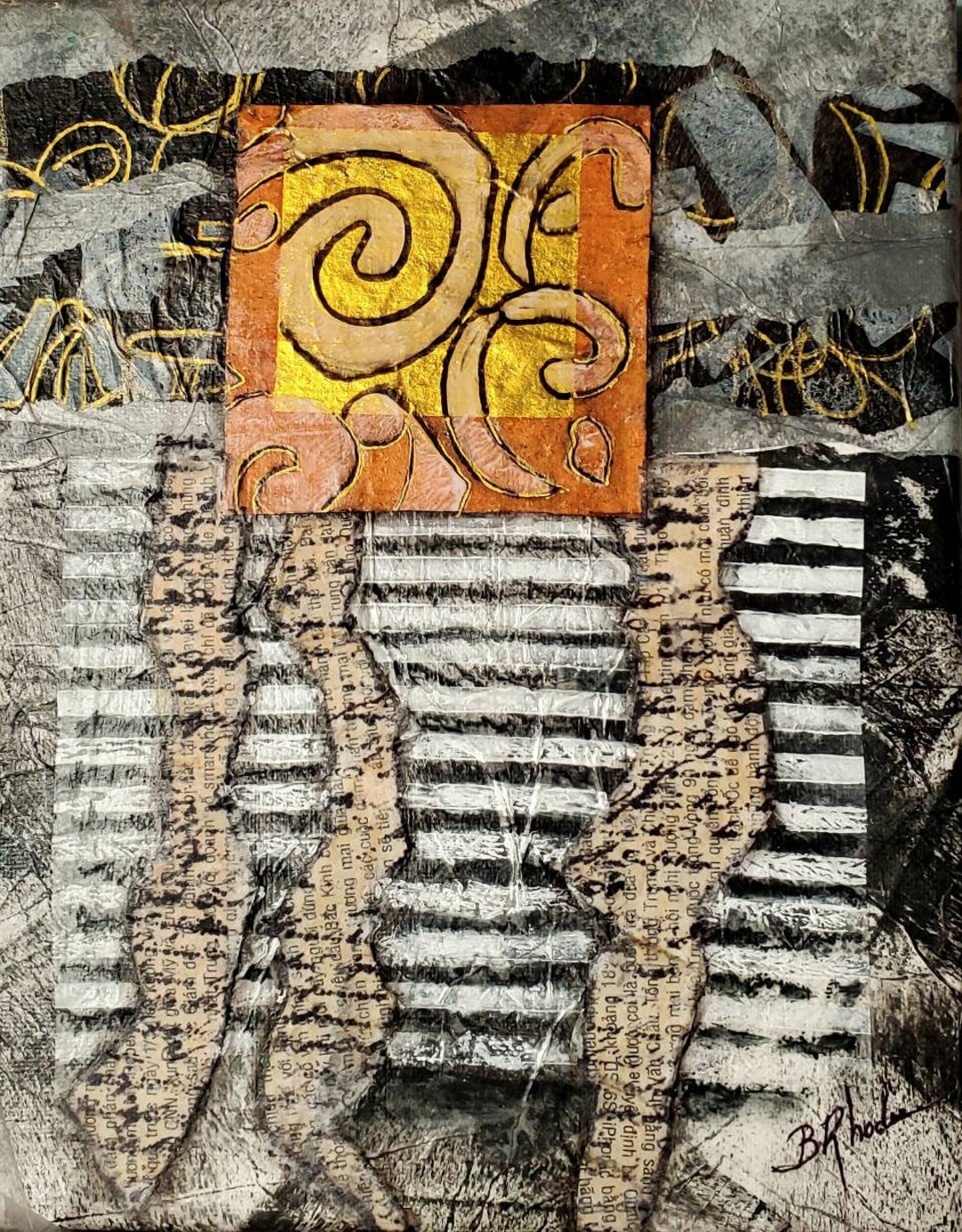 Roots.... Collage of Gold Leaf, Acrylic and Hand Textured Papers on ...