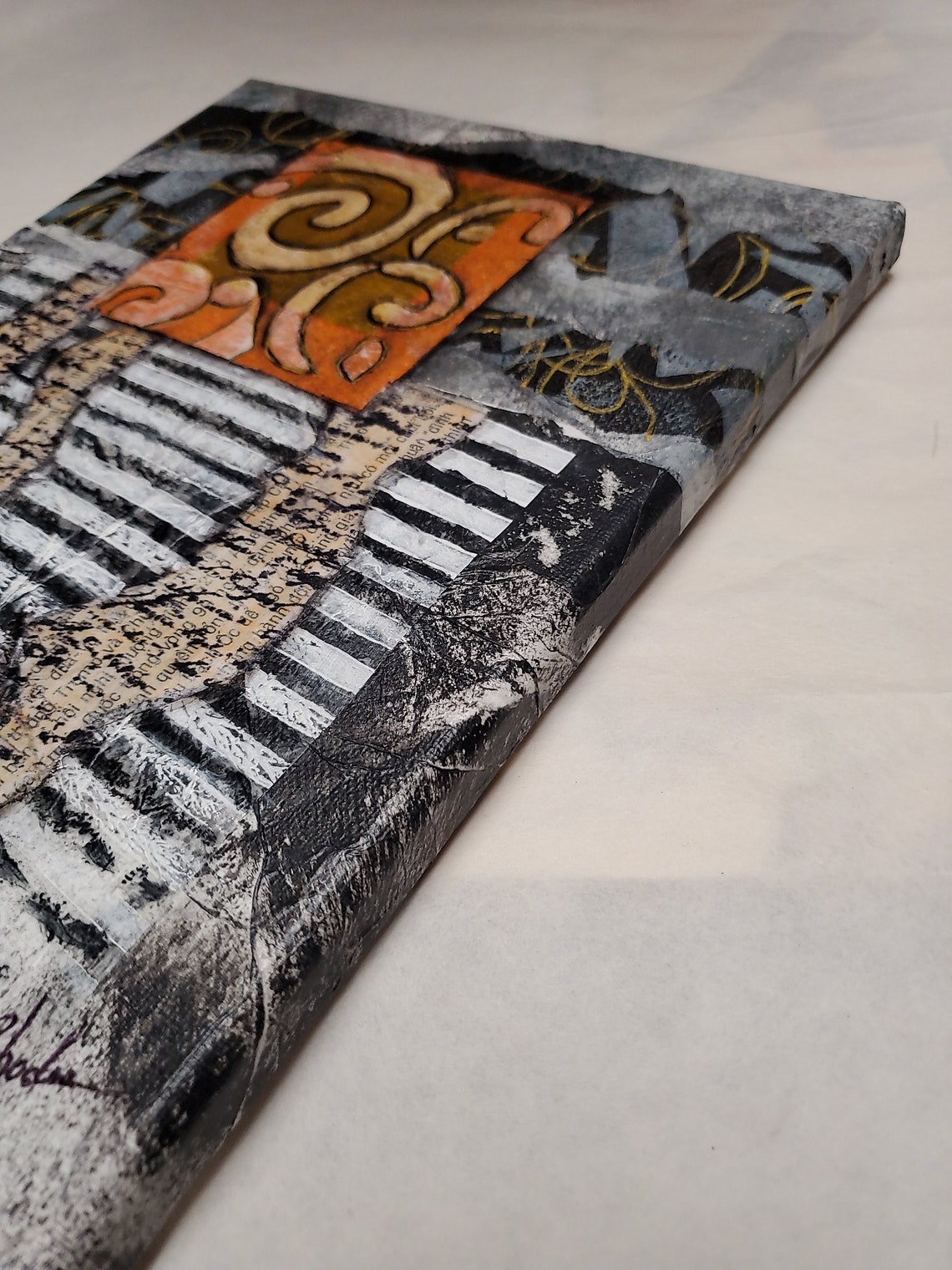 Roots.... Collage of Gold Leaf, Acrylic and Hand Textured Papers on ...