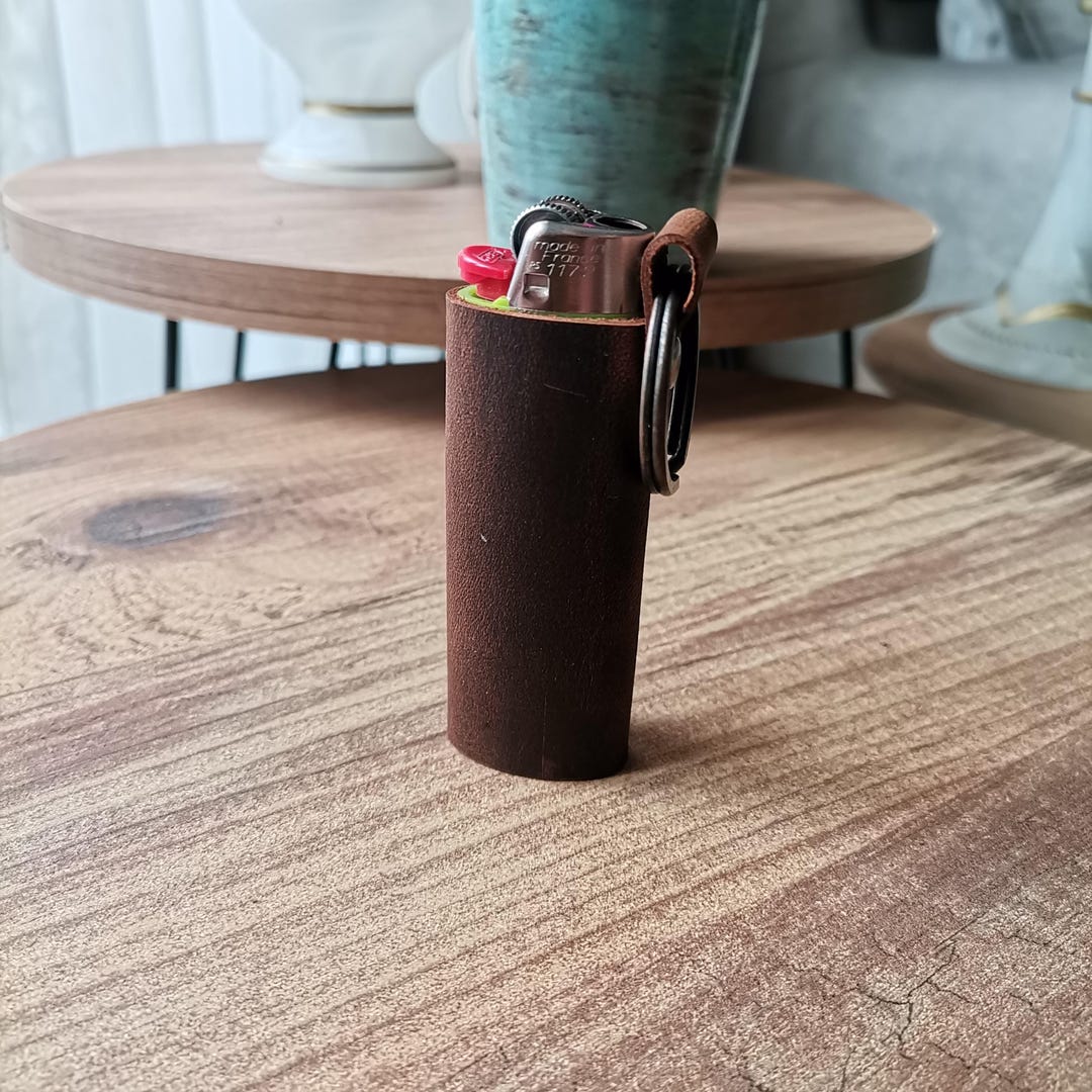 Crazy Horse Leather Lighter Sleeve, Slim BIC Lighter Case, Gift for Him ...