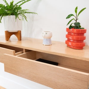 Modern Oak Floating 2 Drawer Desk / Console Table / Entry Table - Etsy