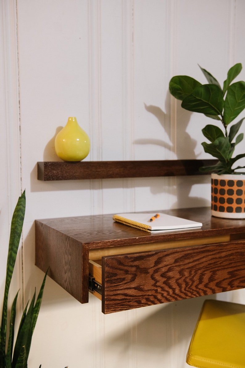 Modern Oak Floating Desk / Console Table - Etsy