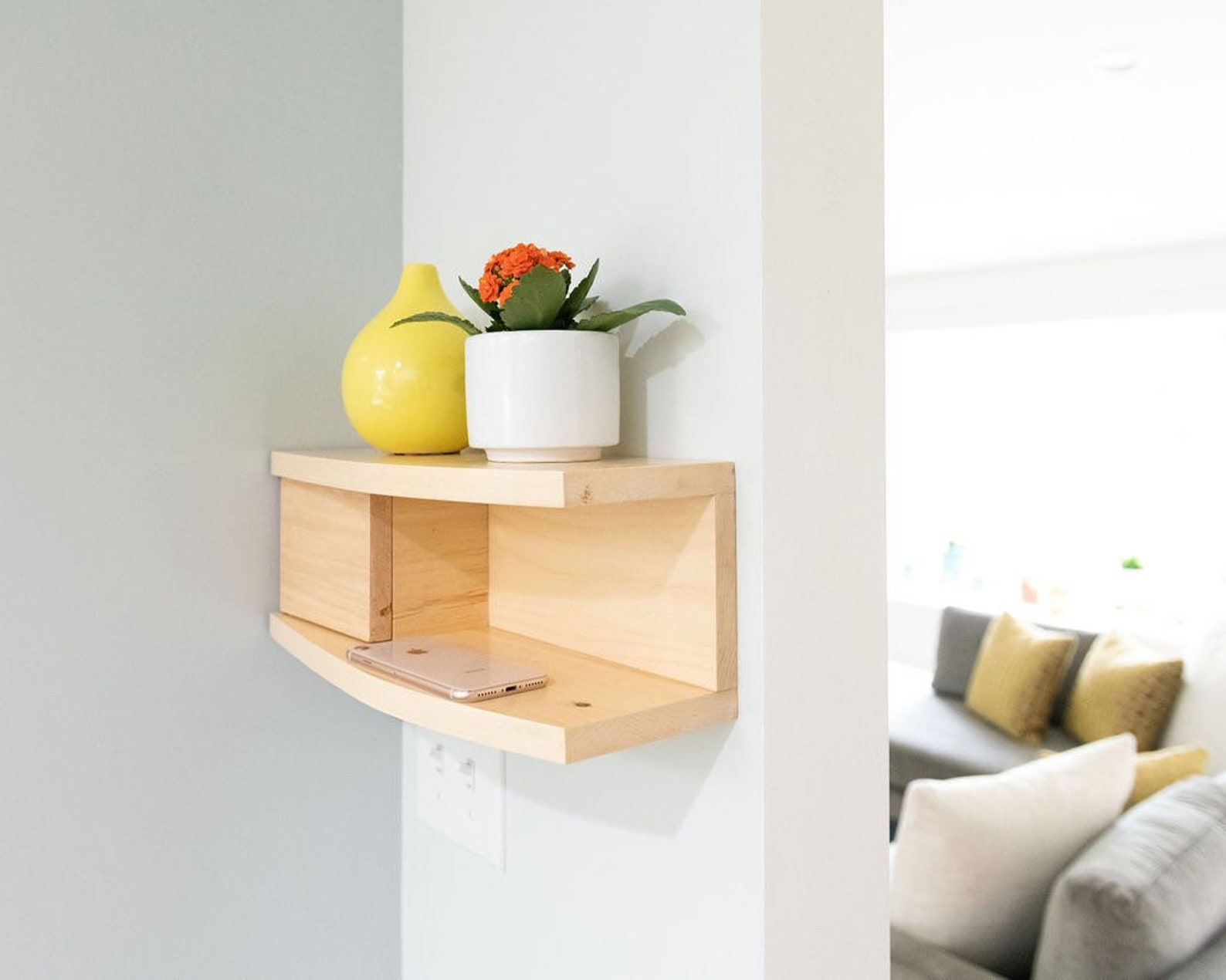 Curved Floating Shelf With Concealed Compartment - Etsy