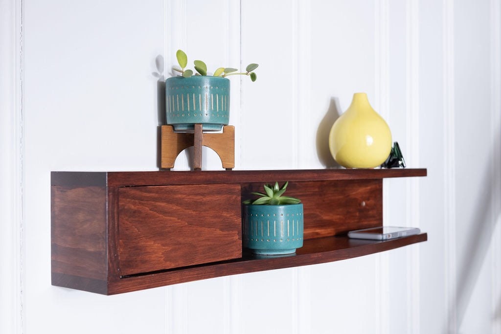 Curved Floating Shelf With Concealed Compartment - Etsy