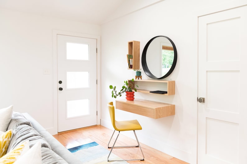 Modern Oak Floating Desk / Console Table / Entry Table - Etsy