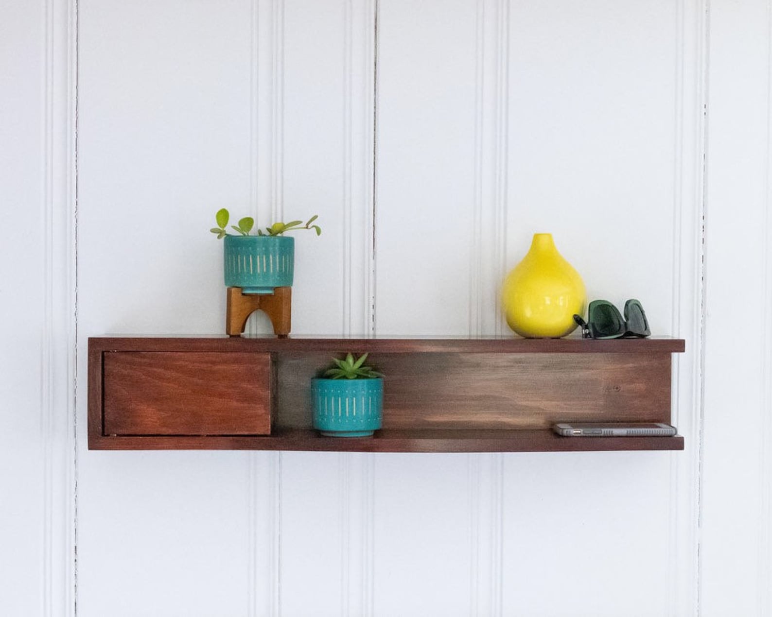 Curved Floating Shelf With Concealed Compartment | Etsy