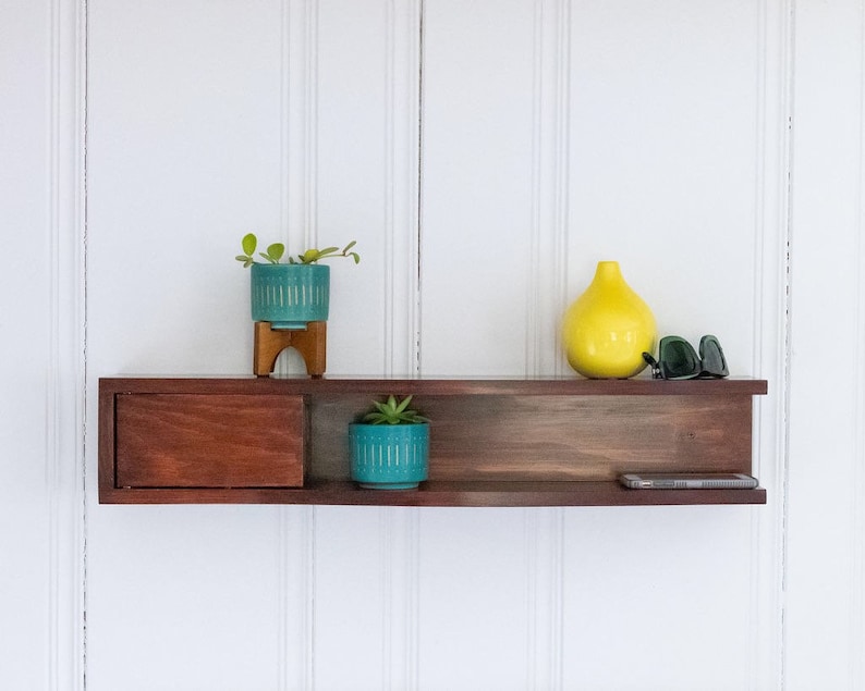 Curved Floating Shelf With Concealed Compartment - Etsy
