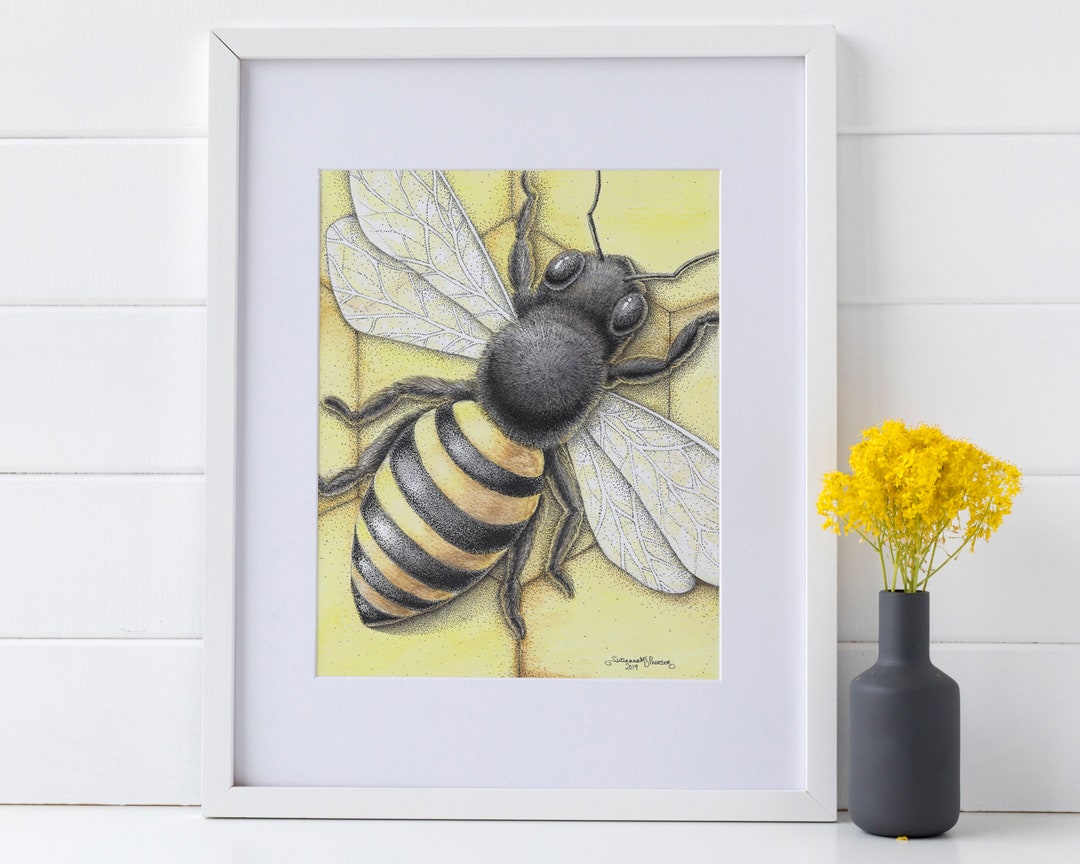 Honey Bee 8x10 Art Print by Colorado Artist Julianna Mcpherson - Etsy