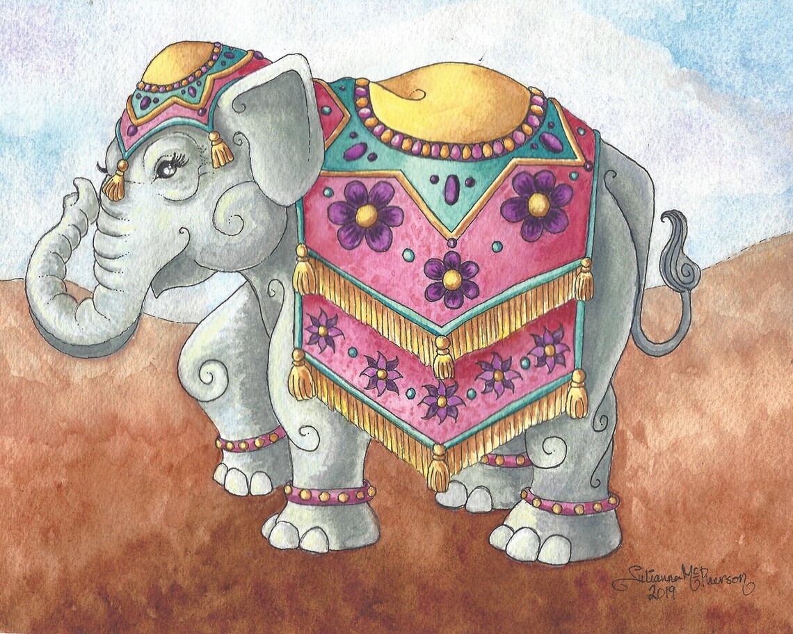 Boho Elephant Wall Art - Etsy