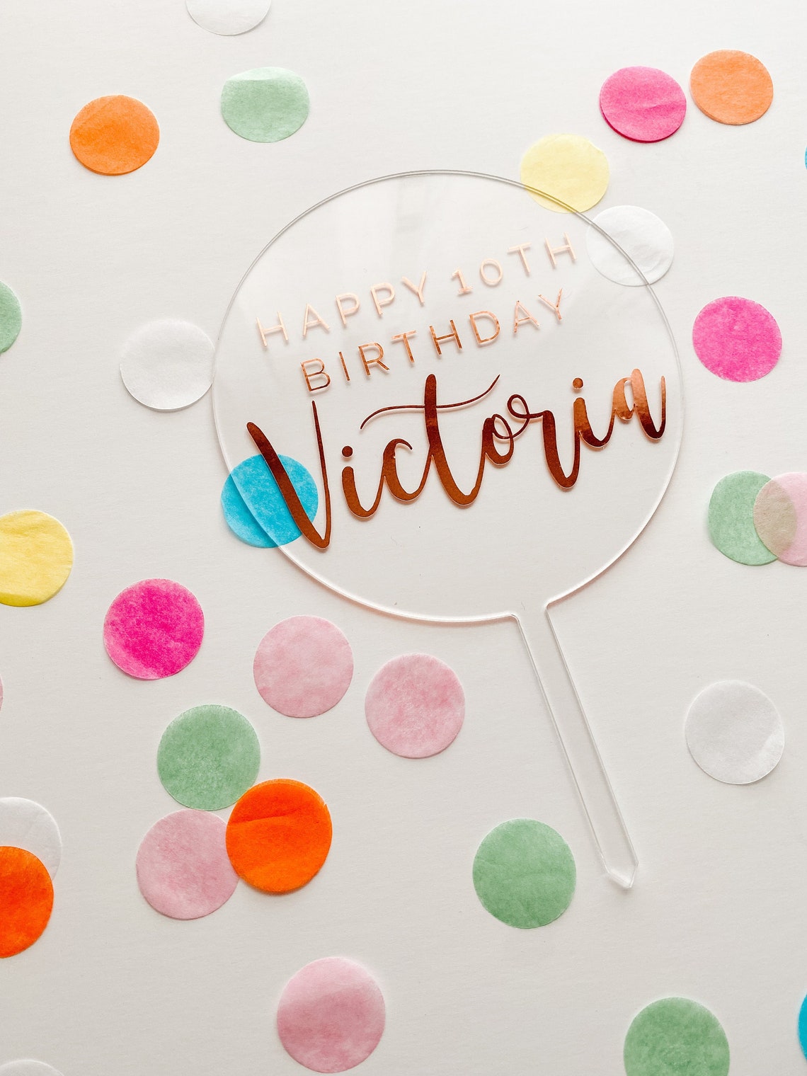 Circle Personalized Happy Birthday Cake Topper | Custom Birthday Party ...