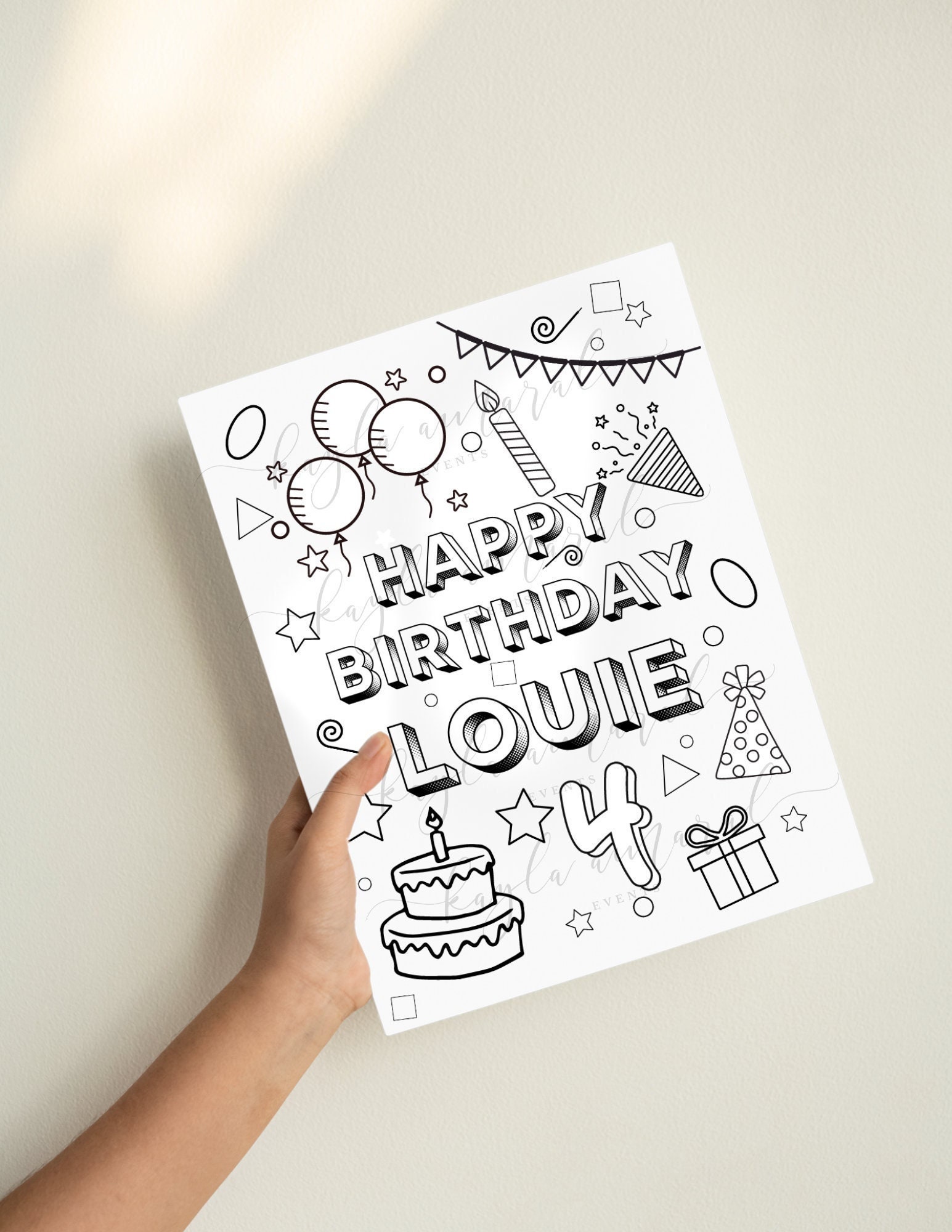 Personalized Birthday Coloring Page | Custom Kids Party Activity ...