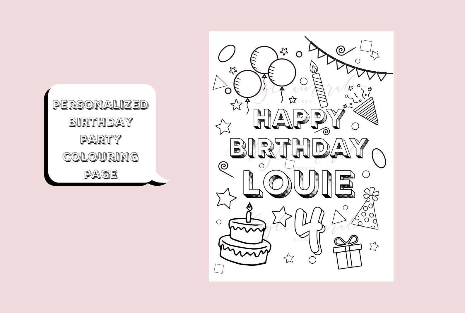 Personalized Birthday Coloring Page | Custom Kids Party Activity ...