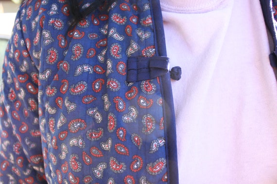 Reversible Blue and Paisley Quilted Jacket with knot … - Gem