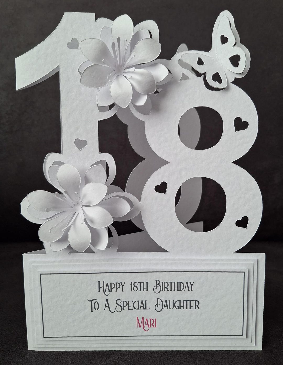 Handmade Personalised 18th Birthday Card, 3d Papercut Lillies ...