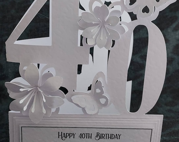 Handmade Personalised 40th Birthday Card, 3d Papercut Lillies ...