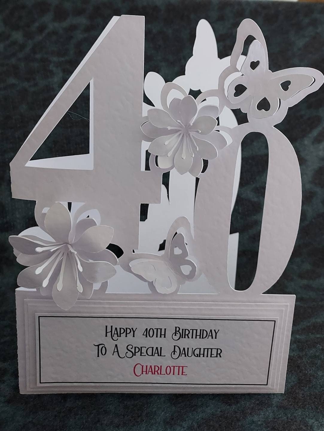 Handmade Personalised 40th Birthday Card, 3d Papercut Lillies ...