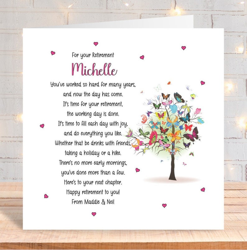 Handmade Personalised Retirement Card, Butterfly Tree Retirement - Etsy UK