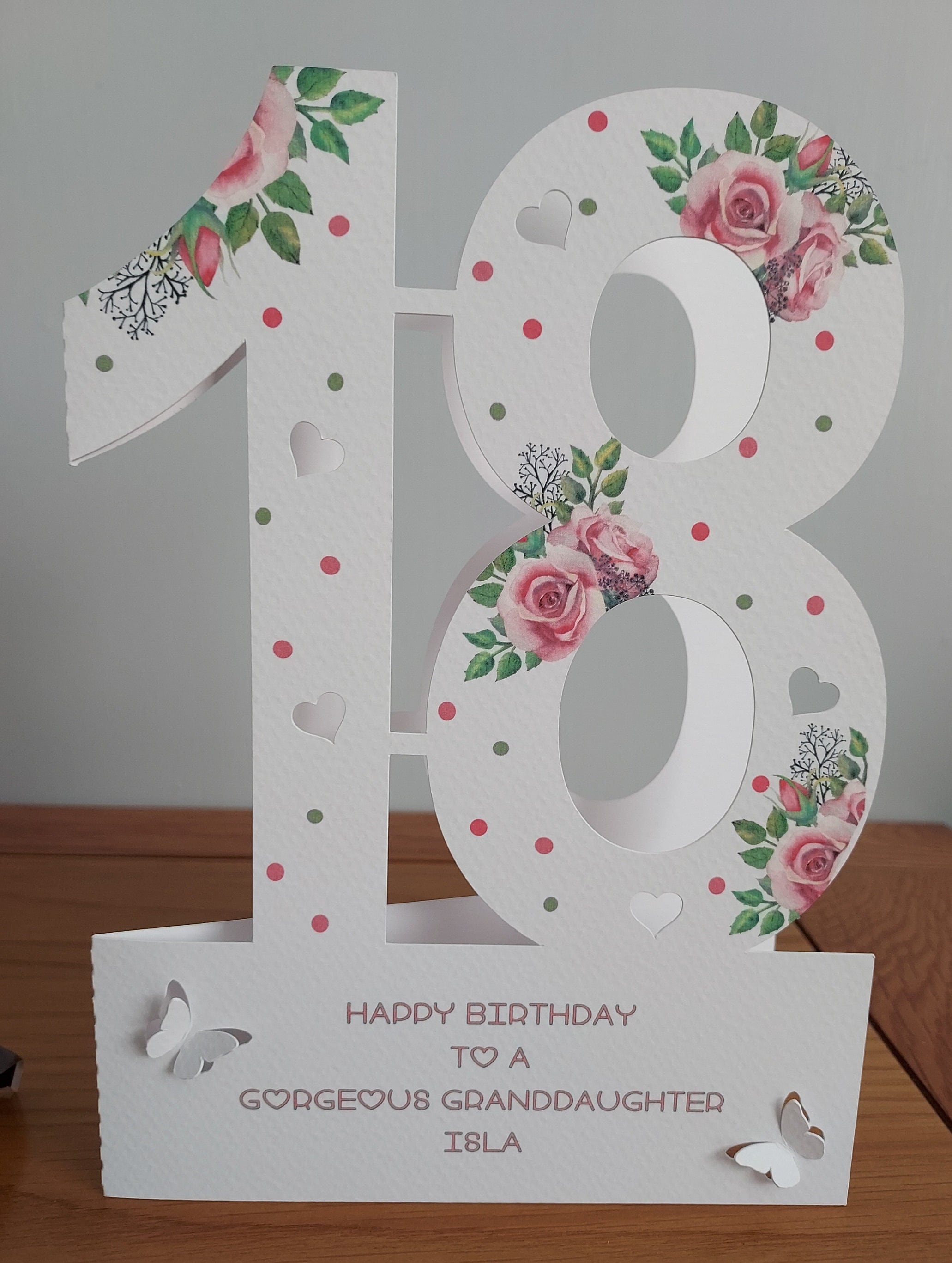 Handmade Personalised 18th Birthday Card, Papercut Number 18 Roses ...