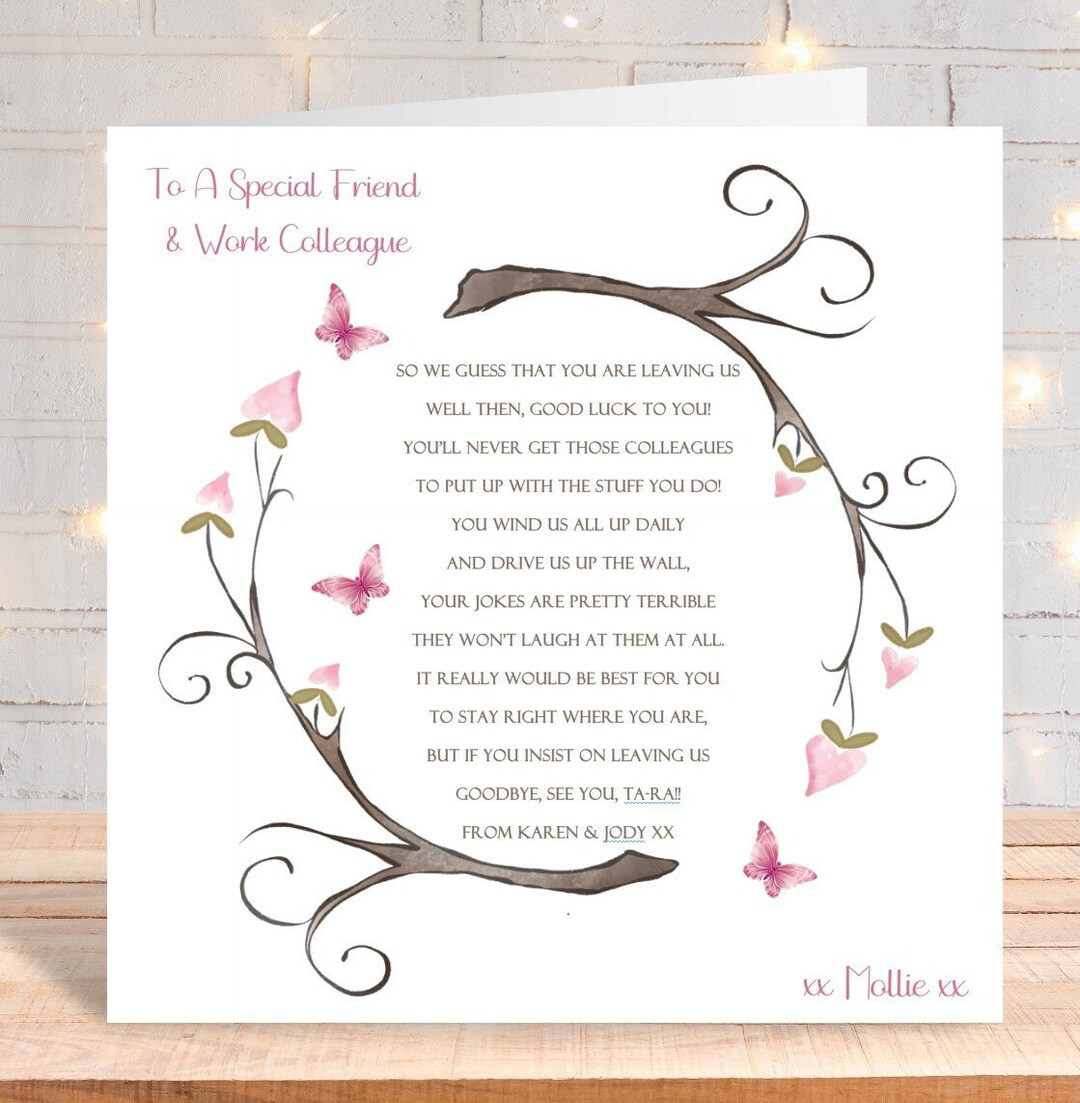 Handmade Personalised Leaving Card, Branches Leaving Card - Etsy UK