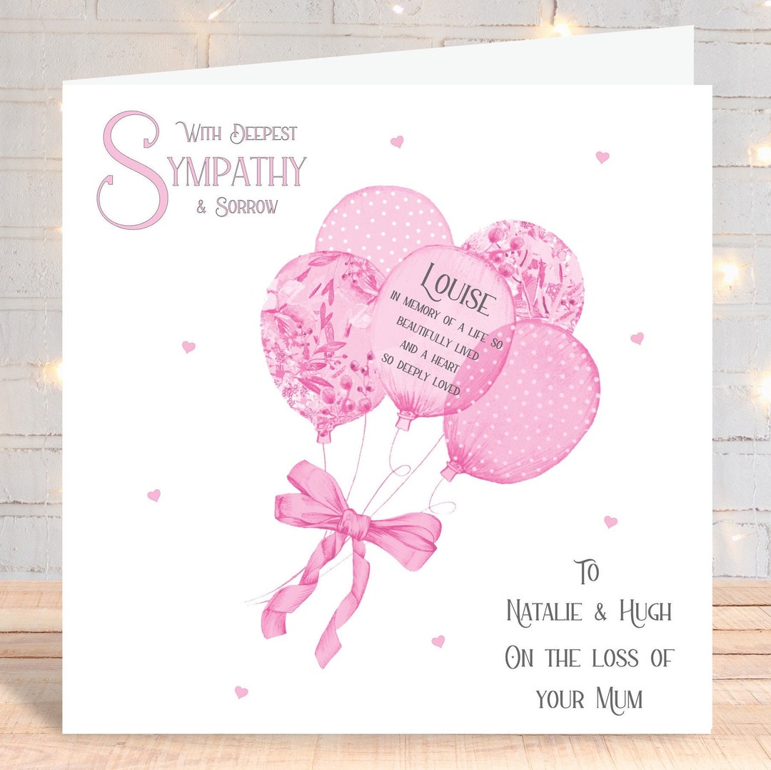 Handmade Personalised Sympathy Card, Floral Balloons - Etsy