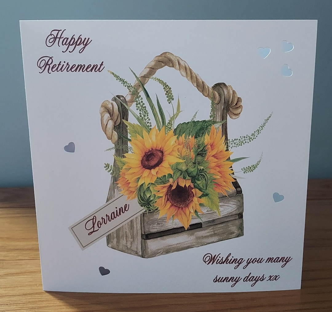 Handmade Personalised Retirement Card, Sunflowers Sunny Days - Etsy
