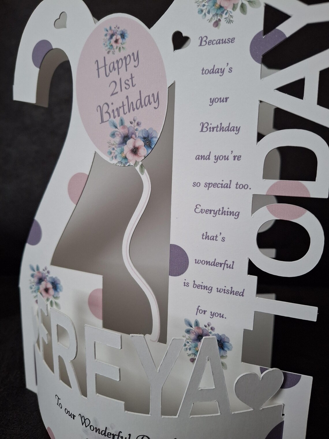 Handmade Personalised 21st Birthday Card, Papercut, Bowed Front, 21 ...