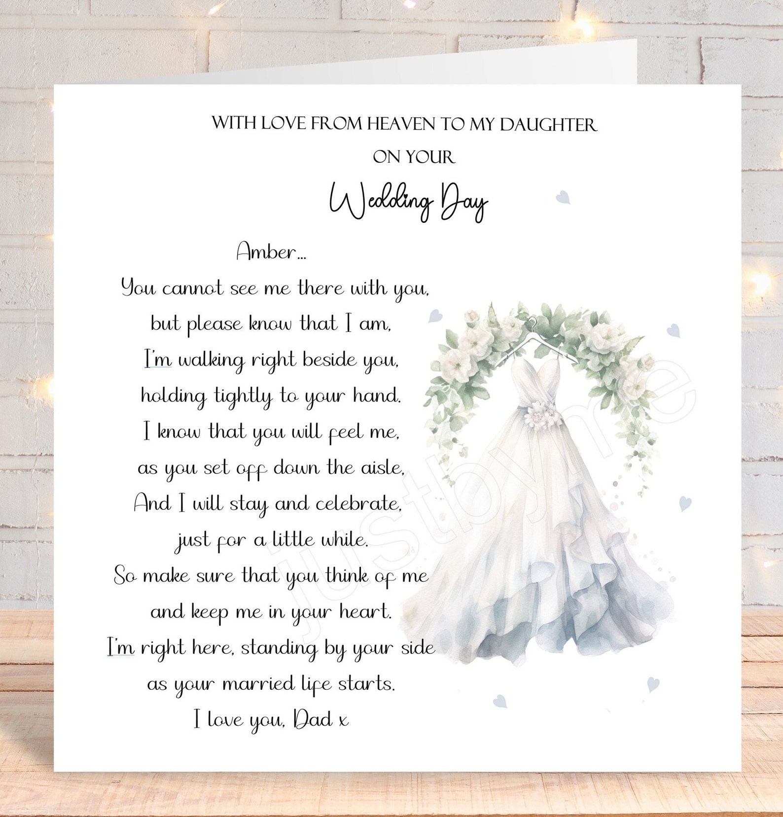 Handmade Personalised Wedding Day From Heaven Card, Wedding Day From ...