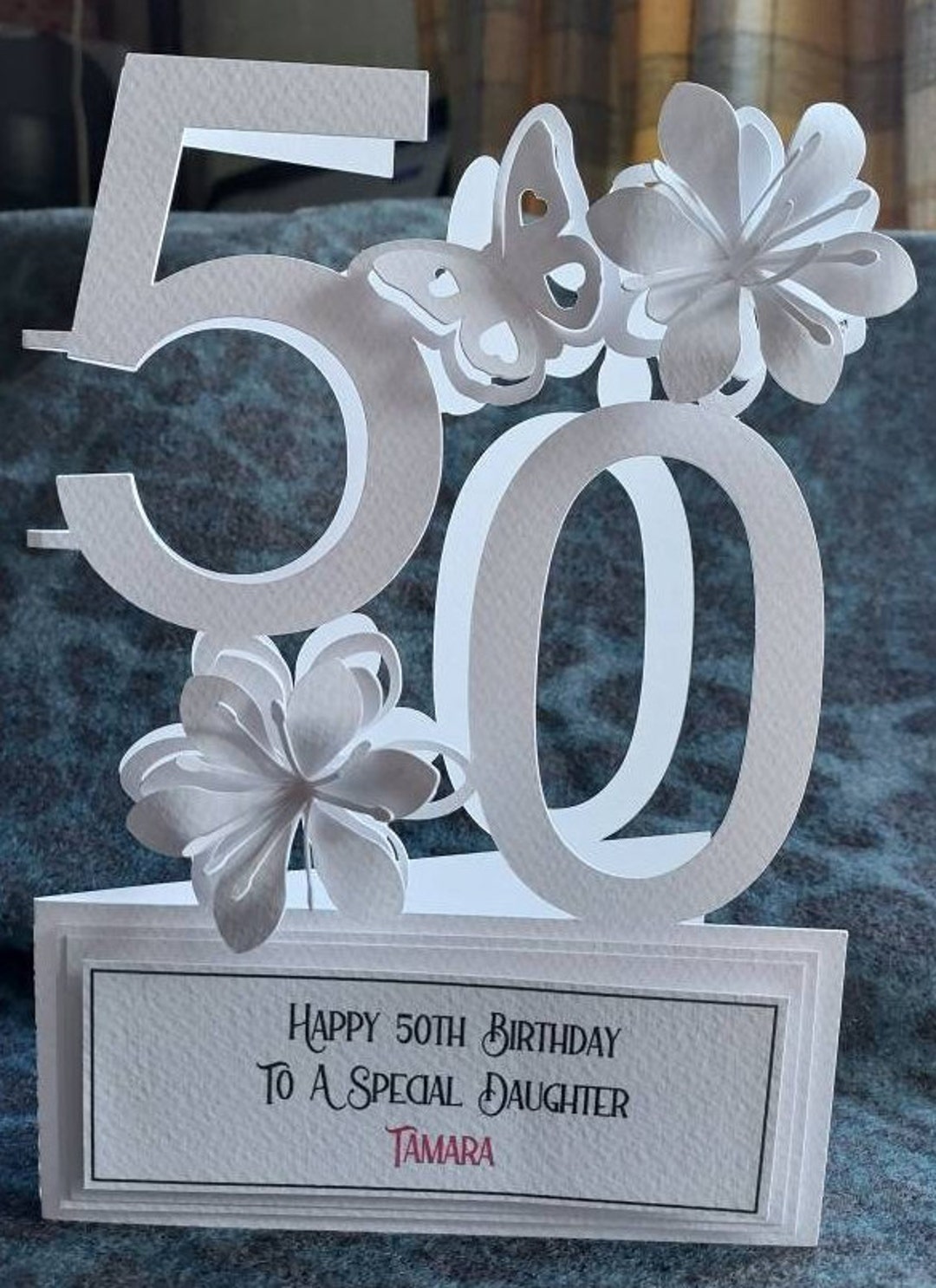 Handmade Personalised 50th Birthday Card, 3d Papercut Lillies ...
