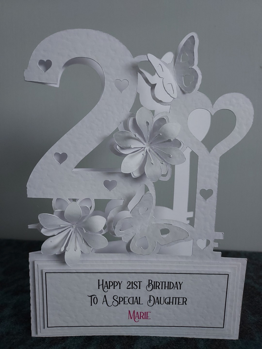 Handmade Personalised 21st Birthday Card, 3d Papercut Lillies ...